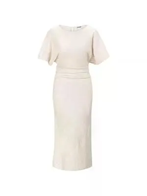 Staud Amelie Ruched-waist Dress - Neutrals
