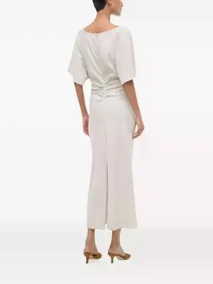 Staud Amelie Ruched-waist Dress - Neutrals