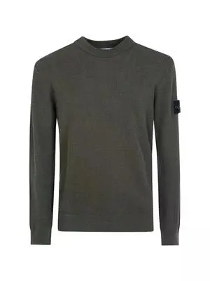 Stone Island Ribbed-knit Logo-patch Sweater - Green