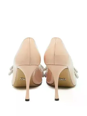 Mach & Mach Double Bow Crystal-embellished Heeled Pumps