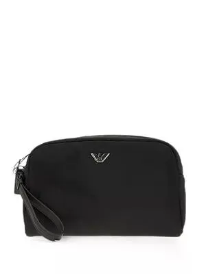 Emporio Armani Logo-plaque Wristlet Clutch Bag - Black