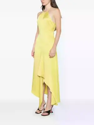 Victoria Beckham Halterneck Draped Asymmetric Dress - Green