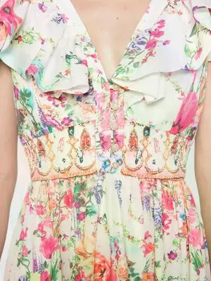 PAPER LACE Floral-print Ruffled Midi Dress