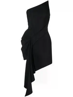 MUGLER Draped Asymmetric Minidress - Black
