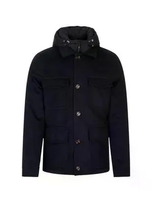MOORER Hooded Multi-pocket Jacket - Blue