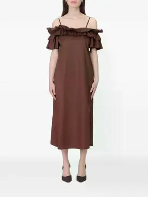 HANITA Ruffled Off-the-shoulder Midi Dress
