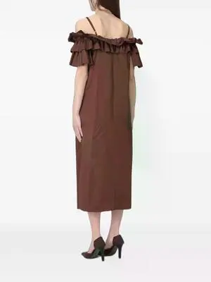 HANITA Ruffled Off-the-shoulder Midi Dress