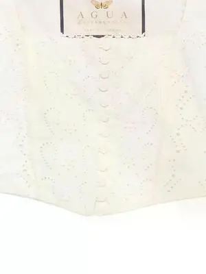 Agua Bendita Cornalina Eyelet-embroidered Crop Top - Neutrals