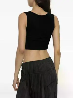 VIVIENNE WESTWOOD Orb-embroidered Ribbed Cropped Top - Black