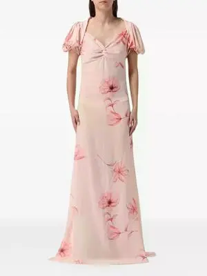 MAR DE MARGARITAS Floral-print Puff-sleeve Maxi Dress - Pink