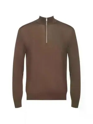Zegna Half-zip High-neck Sweater - Brown