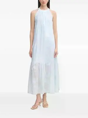 GAUDI Floral-embroidered Halterneck Maxi Dress - Blue