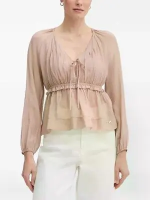 GAUDI Tie-fastening Peplum-hem Blouse - Neutrals