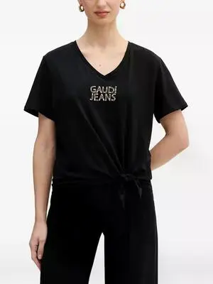 GAUDI Logo Embellished Knot Detail T-shirt