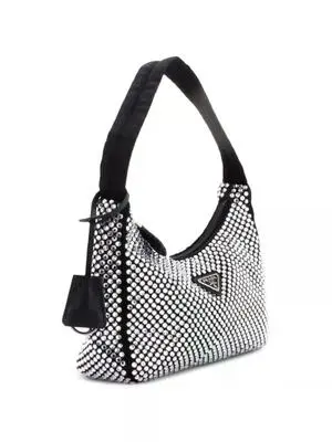 Prada Re-edition 2000 Crystal Embellished Satin Mini Hobo Bag