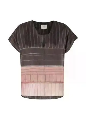 ALYSI Vertical-stripe Silk Blouse