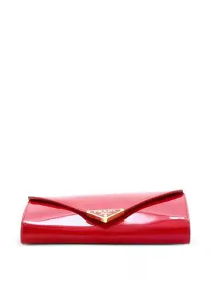 Prada Patent Leather Mini Clutch With Chain Strap - Red