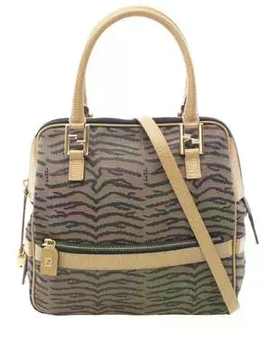 Fendi 20th Century Zebra Print Canvas Satchel