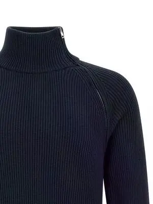 RIVIERA Ribbed Zip Sweater - Blue