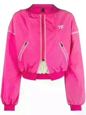 TOM FORD Logo-print Cropped Bomber Jacket - Pink