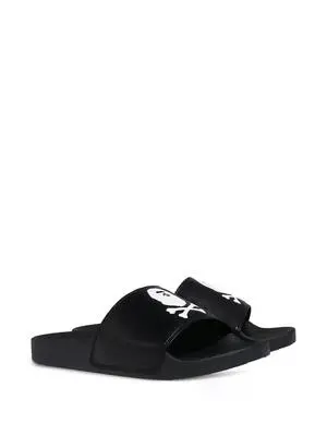 A BATHING APE Crossbone Flat Slides - Black