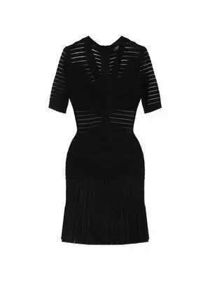Balmain Sheer-panel V-neck Mini Dress