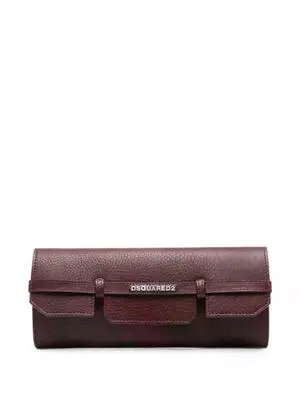 Dsquared2 Logo-plaque Pebbled-leather Clutch Bag - Red