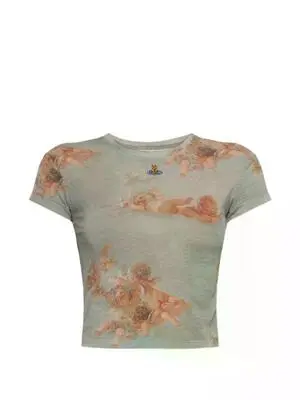 VIVIENNE WESTWOOD Baby Peru Cherub-print Cropped T-shirt - Grey