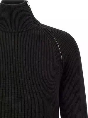RIVIERA Ribbed Zip Sweater - Black