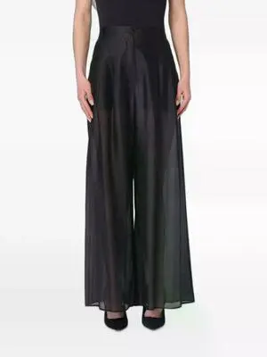 HANITA Sheer Wide-leg Palazzo Pants - Black