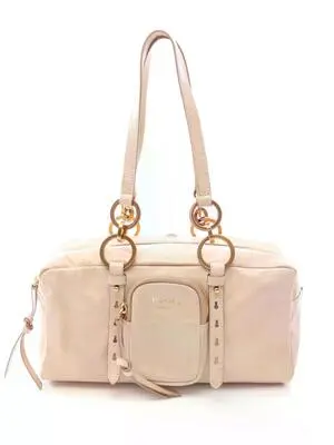 Prada 2025 Medium Leather Dangle Top Handle Bag Shoulder Bag - Neutrals