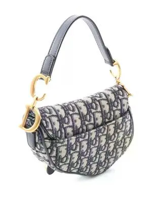 Dior 2000 Mini Oblique Canvas Saddle Bag Satchel - Blue
