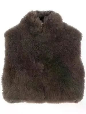 LISKA Fur-design Cashmere Gilet - Brown