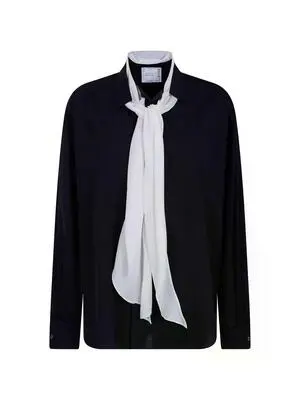 Sacai Tie-neck Long-sleeve Shirt - Black
