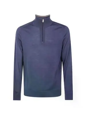 Paul Smith Merino Quarter-zip Sweater - Blue
