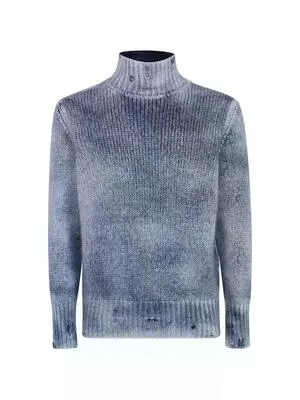 Avant Toi Distressed Roll-neck Sweater - Grey