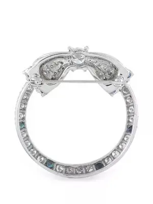 LB EXCLUSIVE Diamond And Sapphire Open-circle Bow-motif Brooch