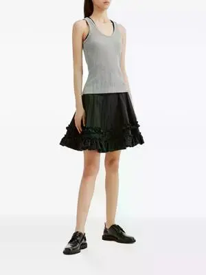 GANNI Ribbed-knit Logo-embroidered Tank Top - Grey