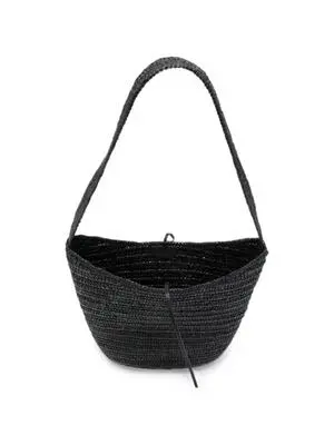 THE ROW Alma Shoulder Raffia Bag - Black