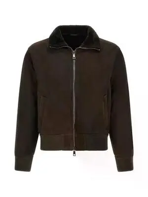 GIORGIO BRATO Shearling-collar Suede Jacket - Brown