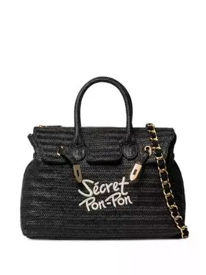 SECRET PON-PON Medium Victoria Logo-embroidered Shoulder Bag - Black