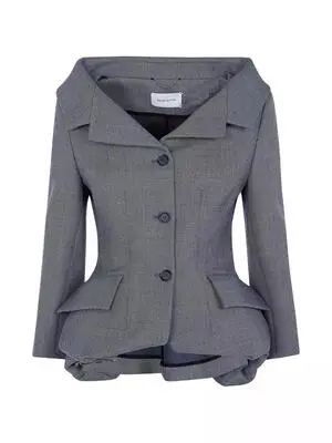 Magda Butrym Off-the-shoulder Peplum Blazer - Grey