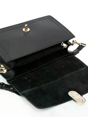 ADRIANNA FERETTI Logo-print Leather Shoulder Bag - Black