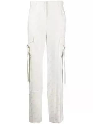 BLUGIRL Straight-leg Logo-print Trousers - Neutrals