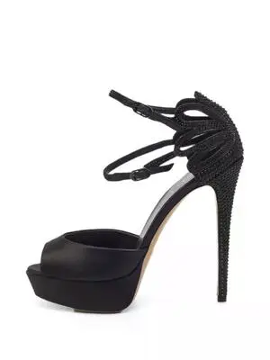 LE SILLA Crystal-embellished Ankle-strap Sandals - Black