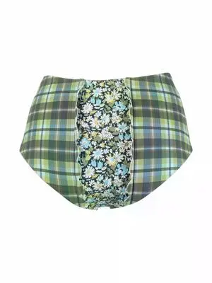 Marysia Plaid And Floral-print Bikini Bottoms