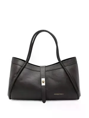 ADRIANNA FERETTI Pebbled-leather Twist-lock Tote Bag - Brown