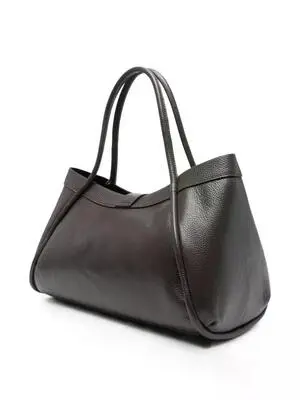ADRIANNA FERETTI Pebbled Leather Twist-lock Tote Bag