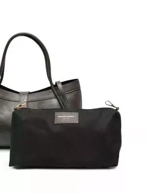 ADRIANNA FERETTI Pebbled Leather Twist-lock Tote Bag