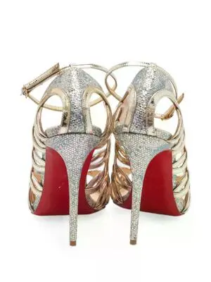 CHRISTIAN LOUBOUTIN Gold-tone Glitter Cut-out Stiletto Pumps